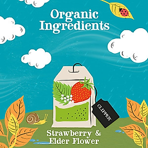 Clipper Tea Strawberry & Elderflower Herbal Tea – Caffeine Free, USDA Organic, Great Hot or Iced – Refreshingly Fruity, Natural, Fair & Delicious – 20 Tea Bags