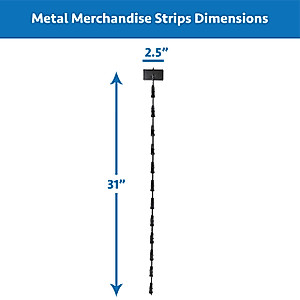 Pack of 4 – 12 Station Hanging Merchandise Strips with Hooks, 31” Metal Display Merchandise Strips for Retail Display with Label Header, Black