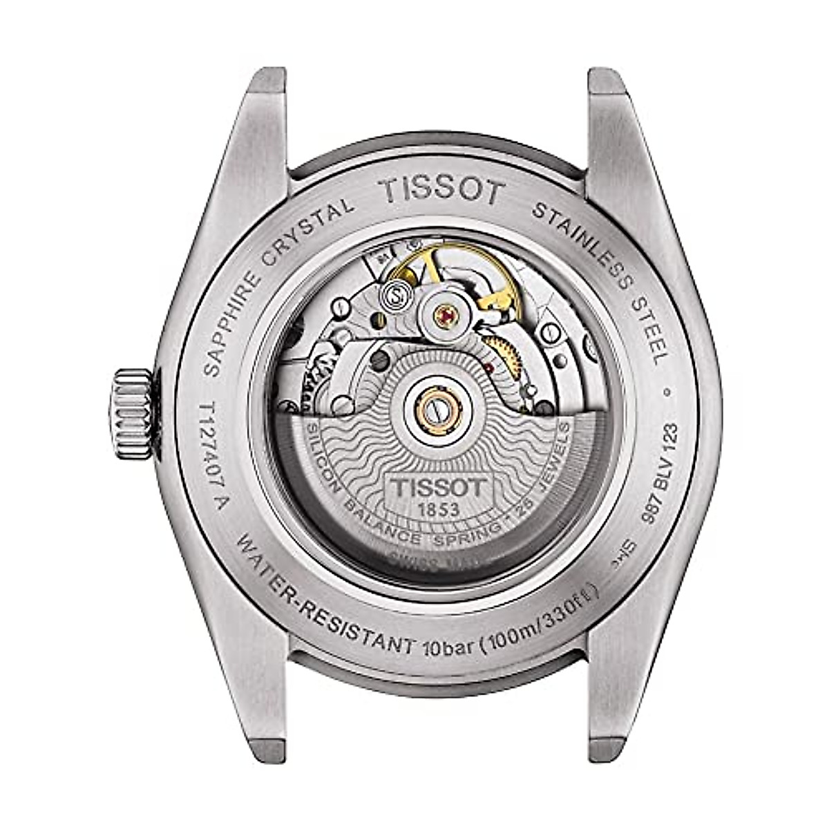 Tissot Men's Gentleman Auto Swiss Automatic Dress Watch with Stainless Steel Strap, Grey, 21 (Model: T1274071109101)