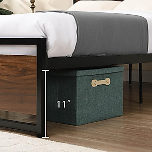 Queen Size Metal Bed Frame,Industrial Platform Queen Bed Frame with Headboard and Footboard,Mattress Foundation with Strong Steel Slat Support,11" Under Bed Storage Space,Easy Assembly