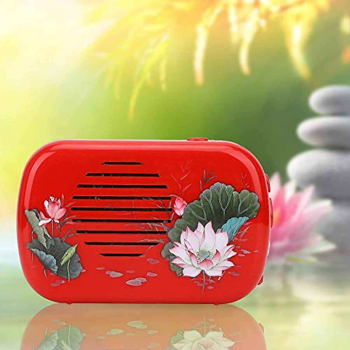 GLOGLOW Buddha Music Player, Portable 22 Buddhist Songs Player Machine for Household Travel Temple(Jujube Red)(Red)