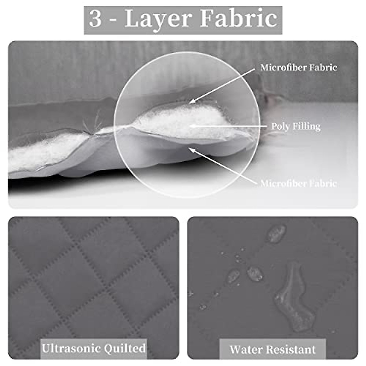 Easy-Going Full/Queen Size Reversible Quilt Set with 1 Quilt and 2 Pillow Shams, Soft Bed Quilt Cover, Lightweight Microfiber Bedspread, Water and Stain Resistant, Gray/Light Gray