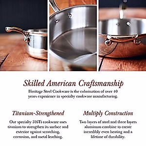 Heritage Steel 10.5 Inch Frying Pan | Made In USA | Titanium Series | 316Ti Skillet with Stay Cool Handle | Fully Clad Stainless Steel Pan with 5-Ply Construction | Induction Ready & Non Toxic