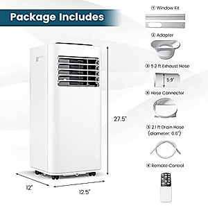PETSITE 10000 BTU Portable Air Conditioner, 3-in-1 Room AC Unit with Remote Control, Dehumidifier, 24H Timer, Window Kit, Personal Stand up AC for Home, Apartment, Cools up to 350 Sq.Ft