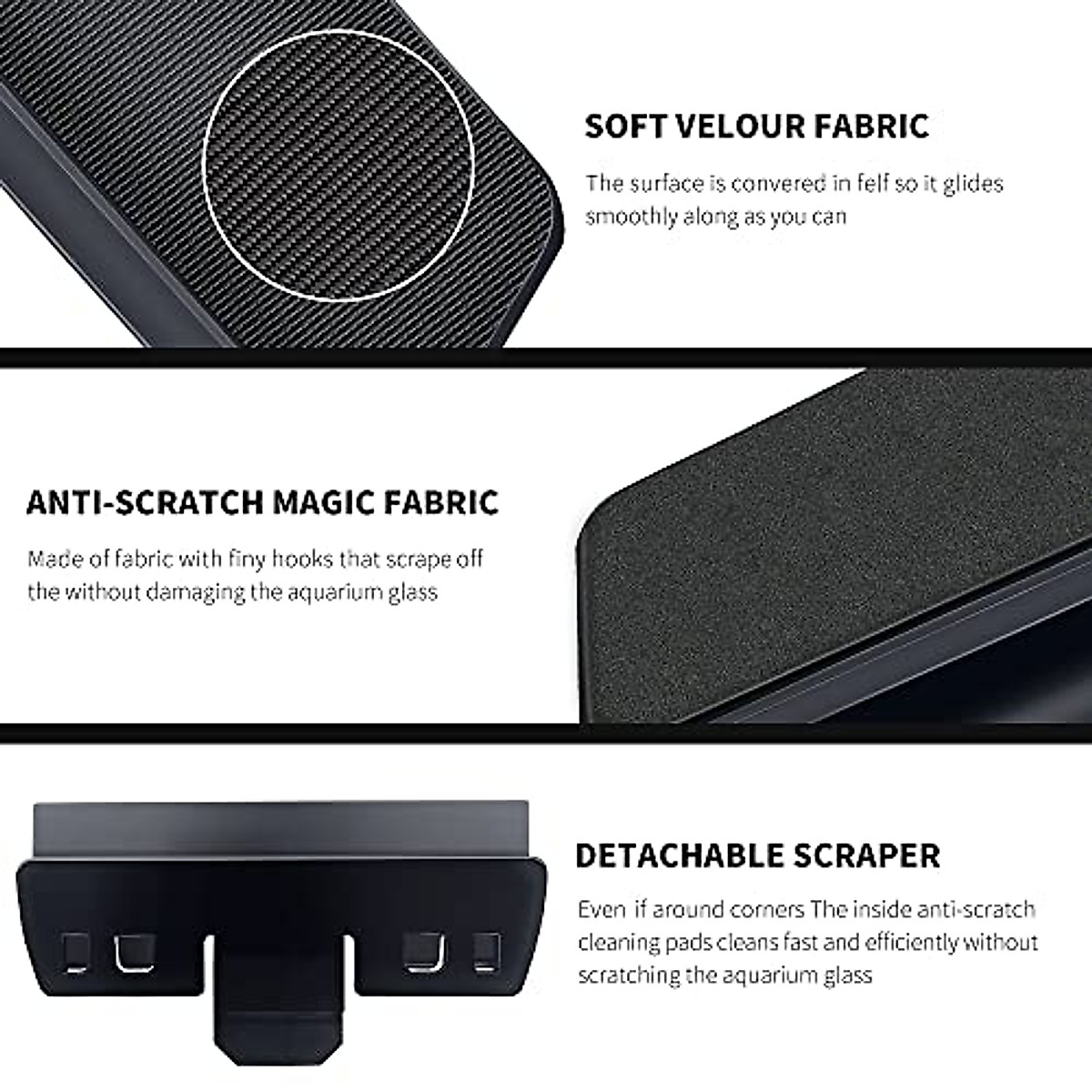 Fish Tank Magnetic Glass Cleaner, Magnetic Aquarium Glass Cleaner, Aquarium Magnet Cleaner with Detachable Scraper, Aquarium Glass Cleaner Magnet 【Floating - Scratch Free - Non Slip】 - M