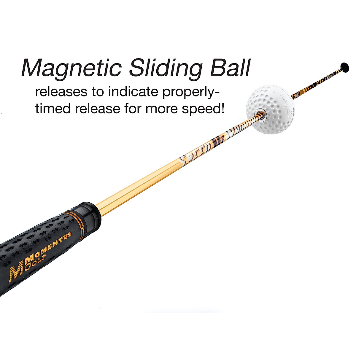 Momentus Speed Whoosh Golf Swing Trainer - Golf Swing Speed Trainer with Magnetic Sliding Timing Ball - Premium Swing Trainer Aid to Increase Golf Swing Speed 7 to 10 mph - Men's