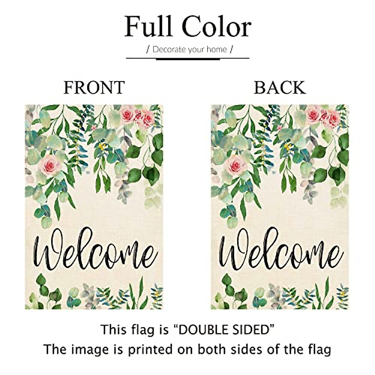 ORTIGIA Welcome Spring Floral Garden Flag Vertical Double Sided 12x18inch Wedding Birthday Flowers Yard Flag for Outside Farmhouse Holiday Green Leaves Anniversary Wedding Yard Lawn Outdoor Decoration