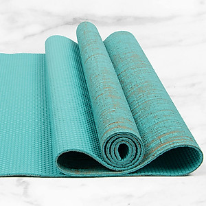 Myga Jute Yoga Mat - High Performance Vegan Floor Exercise Mat - Eco Friendly Biodegradable Yoga Mat with PVC Backing - 72" x 24" - 0.2" Thickness Aqua