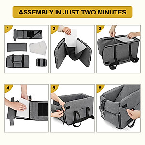 Palopalo Dog Car Seat for Small Dog, Center Console Dog Car Seat for Small Pets Up to 12 Lbs, Fully Detachable and Washable Dog CarSeat with Safet Tethers, Dog Booster Car Seat with Storage Pocket