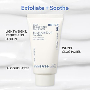 innisfree Bija Clarifying Emulsion with Salicylic Acid and Niacinamide, Korean Skincare Lightweight Face Moisturizer (Packaging May Vary)