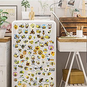 Bee Stickers 100PCS Honey Bee Stickers Waterproof Vinyl Decals for Water Bottles Scrapbook Laptop Car Luggage Kids Teens Boys Girls Bumble Bee Party Favors