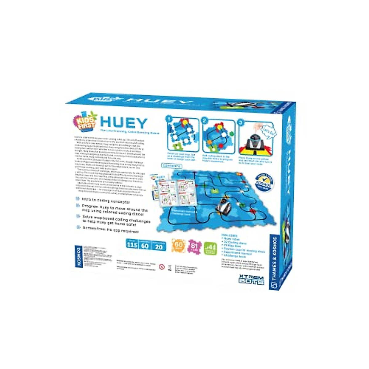 Thames & Kosmos Huey: The Line-Tracking, Color-Sensing Robot | Screen-Free Coding & Robotics Kit for Ages 5+ | Pre-Built Robot w/Color Sensor, Puzzle-Shaped Coding Discs | No Smart Device Required