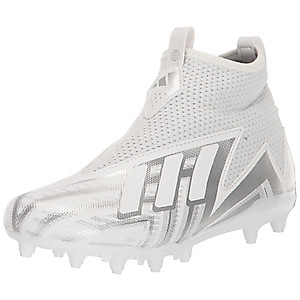 adidas Freak Spark 23 Molded Football Shoe, White/White/Silver Metallic, 2.5 US Unisex Little Kid