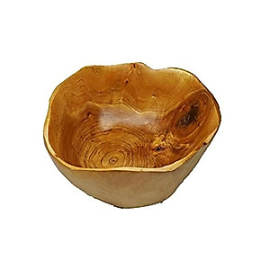 THY COLLECTIBLES Wooden Deep Bowl Handmade Storage Natural Root Wood Crafts Bowl Fruit Salad Serving Bowls (Medium 9"-11")