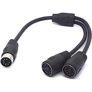 GLHONG 7 Pin Din Splitter Cable, 7- Pin Plug Male to 2 DIN Female Jack Adapter Y Lead for Bang Olufsen Naim Quad Stereo Systems