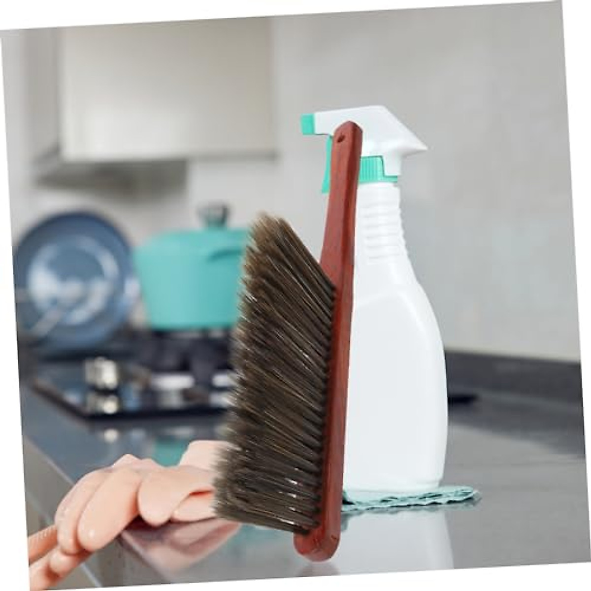 MUCKLILY Long Handle Bed Brush Brushes Cleaning Brush Broom Dusting Brush Sofa Dust Brush Upholstery Brush Car Brush Clothes Brush Bench Brush Hand Brush Dust Remover Brush Brown Wood