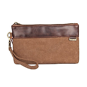 Genda 2Archer Canvas Wristlet Coin Purse Keys Bag Card Case Phone Bag (Khaki)