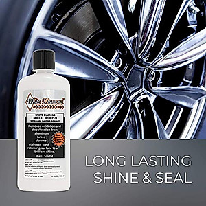 White Diamond Metal Polish - Perfect for Stainless Steel, Brass, Aluminum, Chrome, Gold, Silver - Multi-Purpose Cleaner, Sealant, & Rust Remover/Preventer for Cars, Jewelry, Boats & More - 2 Bottles