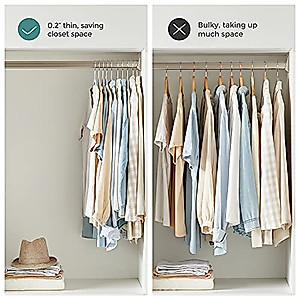 SONGMICS Clothes Hangers, Pack of 50 Plastic Coat Hangers, Non-Slip, Space-Saving, 0.2 Inches Thick, 17.7 Inches Long, 360° Swivel Hook, Light Gray and Dark Gray UCRF50G