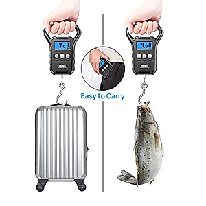 Fish Scale, Meilen 110lb/50kg Luggage Scale Hanging Scale Fishing Scale with Backlit LCD Display, Luggage Scales for Suitcase with Large Handle, Digital Postal Scale Fishing Gifts for Men