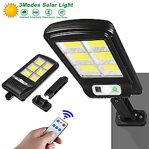 Trnni Outdoor Solar Street Light for Parking Lot Solar Lamp, LED Solar Street Lamp Wall Lamp PIR Motion Sensor Waterproof Floodlight with Remote Control