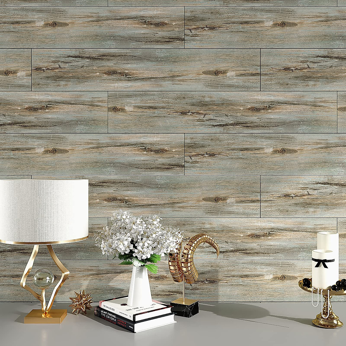 VEELIKE 12-Pack Peel and Stick Flooring Waterproof Driftwood Vinyl Plank Flooring Wood Stick on Tile 6''x36'' Self Adhesive Wood Vinyl Floor Tile Stickers for Bedroom Bathroom Kitchen Basement RV