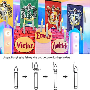 GMOND 12pcs Floating Candles for Halloween, Decorative Flameless Halloween Taper Candles Window Magic Floating Flickering Flameless Hanging Candles Halloween Candlesticks for Party