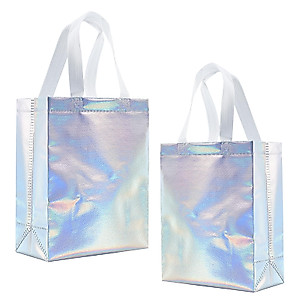 Tendwarm Iridescent Gift Bag Set of 12 Reusable Medium Size Favor Bags for Party Wedding Christmas 8x4x10 Inches