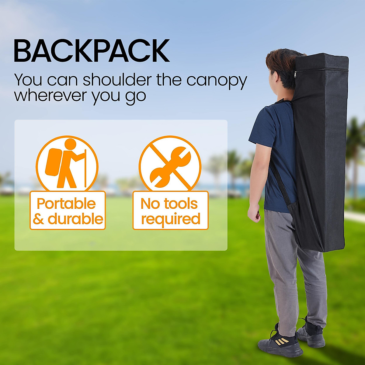 Yaheetech Pop Up Canopy Tent with Backpack, 10x10 Base Portable Easy One Person Setup Folding Shelter Compact Lightweight Slant Leg Canopy with 1 Sidewall, 8x8 Top, Blue