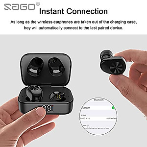 SZSAGO Bluetooth-Wireless-Earbuds W1S True Wireless Earphones with Digital LED Display Charging Case, IPX7 Waterproof, USB C Charging, Stereo Headphones in-Ear Headset,Built-in Mic(Black)