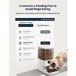 Automatic Cat Feeders, WiFi 5L Automatic Pet Feeder with Anti-Stuck Design, Programmable Cat Food Dispenser for 1-2 Cats and Dogs, 60 Portion 10 Meal Per Day