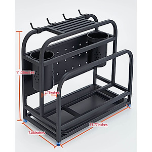 Allvin Knife Holder and Cutting Board Holder,Stainless Steel Material,This Kitchen Utensil Organizer is Perfect for Storing Your Knives, Cutting Boards, Chopsticks, Spoons, and Forks Etc (Black)