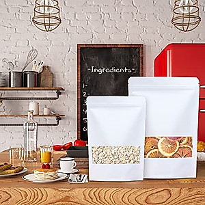 DMPACKDM 50Pcs Kraft Stand Up Pouch Bags, 7.1 x 10 Inches Kraft Stand Up Pouches with Window,Resealable Zip Lock, Heat-Sealable,Suitable for Home or Business.