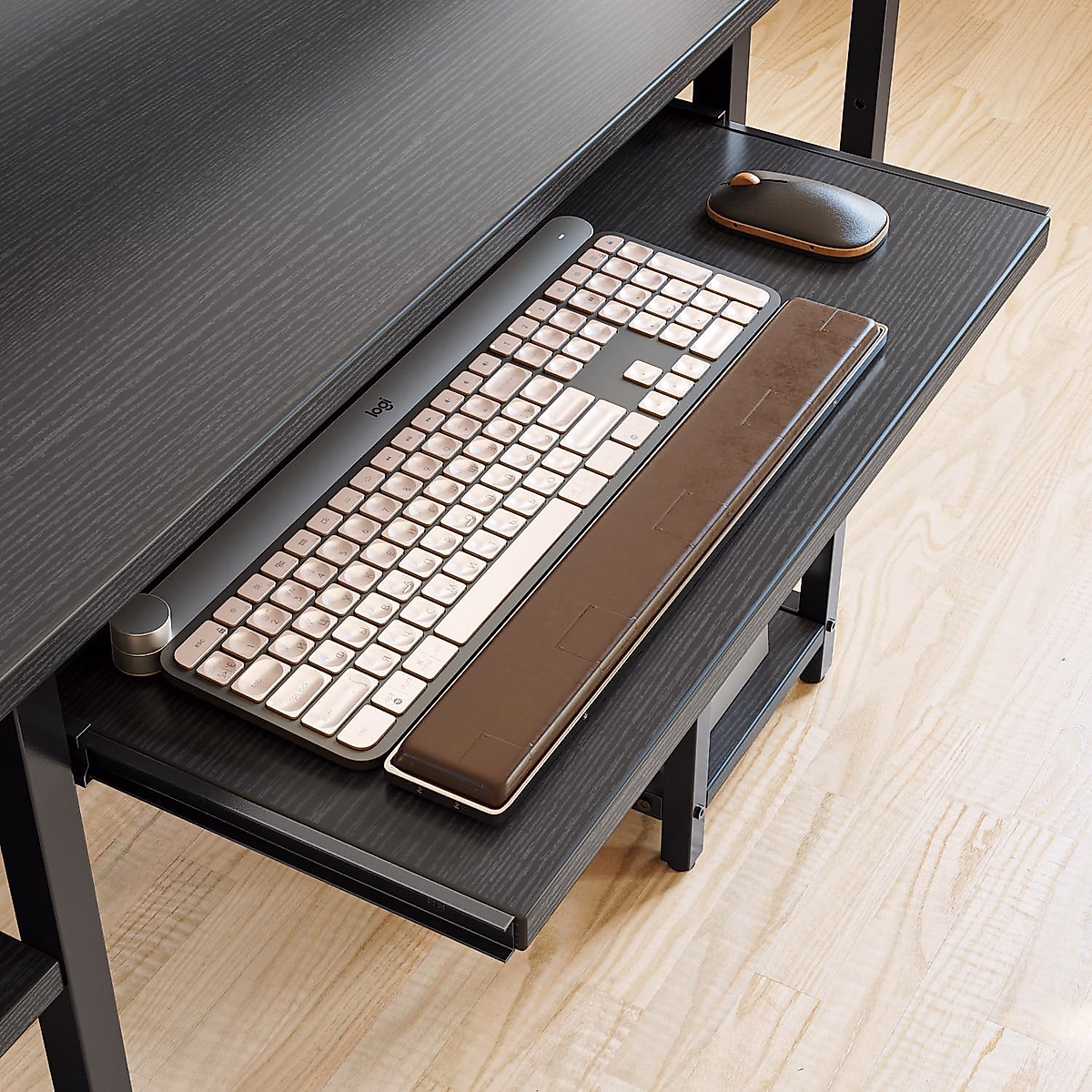 CubiCubi Computer Desk with Keyboard Tray, 47 Inch Office Desk with Monitor Stand and Storage Shelves, Music Studio Desk Workstation, Work Table for Home Office, Black