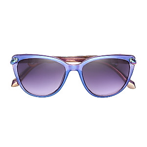 Betsey Johnson Women's Serpentine Sunglasses Cateye, Purple Crystal with Oil Slick Snakes, 56mm