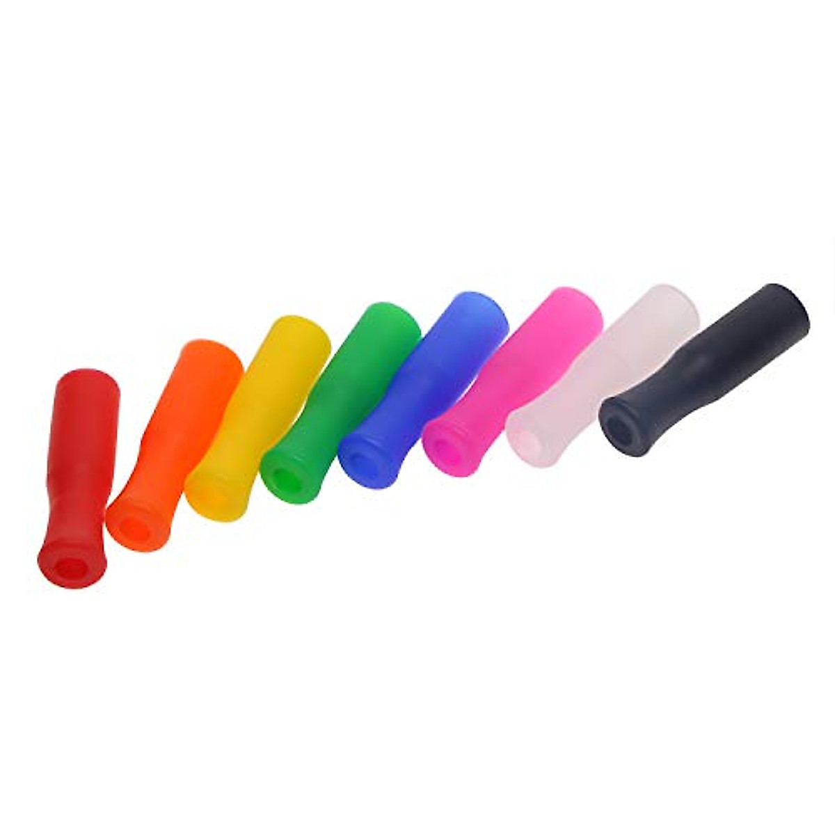 Mini Skater 8Pcs Multi Color Food Grade Silicone Straws Tips Covers and 16Pcs Straw Silencers Anti-scald/Cold Straws Cover for 1/4 Inch Wide (6MM OD) Stainless Steel Straws,8 Colors