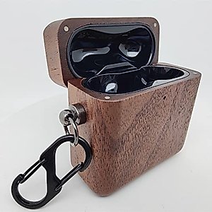 DAYJOY Handmade Nature Wooden Genuine Real Wood Protective Case Cover with Carabiner Compatible with New Bose QuietComfort Earbuds II/QuietComfort Ultra Headphones Earbuds (Walnut)