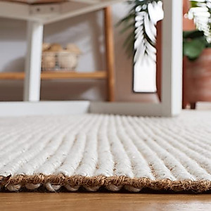 Safavieh Natural Fiber Collection 8' x 10' Ivory/Natural NF826A Handmade Woven Farmhouse Fringe Jute Area Rug