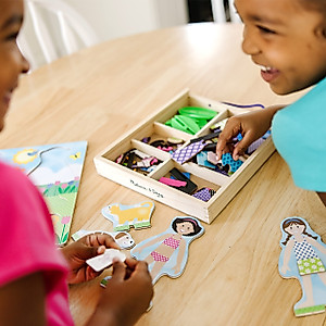 Melissa & Doug Best Friends Magnetic Dress-Up Wooden Dolls Pretend Play Set (78 pcs) - Dolls Dress-Up Play Set