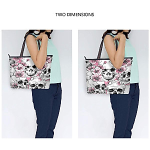 QMXO Sugar Skull Floral Flowers Pink Handbags and Purse for Women Tote Bag Large Capacity Top Handle Shopper Shoulder Bag
