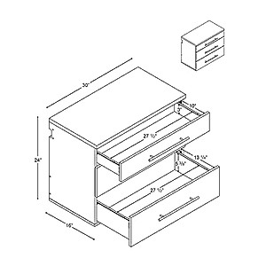 Prepac HangUps 3-Drawer Base Storage Cabinet, Black