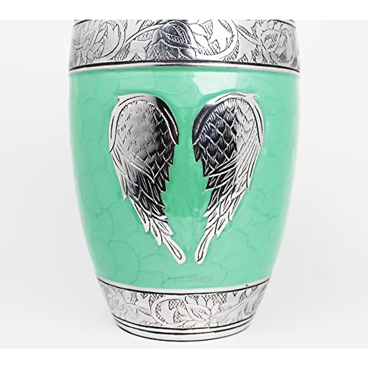Wood Carving International Angel Wings Urns for Ashes - Decorative Human Adult- Burial cremated remains Funeral Urn Cremation Adult Male & Female with Velvet Bag (Green), Large
