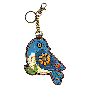 Chala Charming Crossbody Bag - Flap Top and Metal Key Charm in Navy Blue, Cross-Body or Shoulder (Coin Purse_Blue Bird)