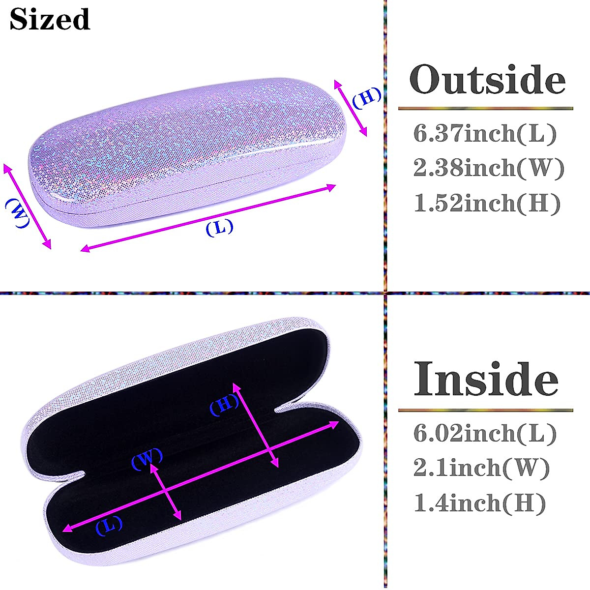 ADBGV 3Pack Unisex Hard Shell Glasses Case, Glasses Protector Case, Sunglasses Cases with Cleaning Cloth, Fixed Non-Slip Cord