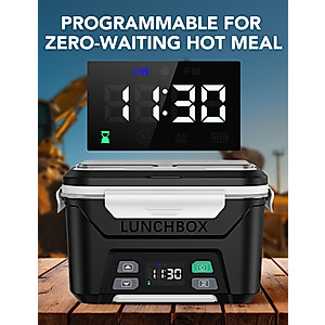 EAST OAK Cordless Electric Lunch Box for Adults, Heated Lunch Box Battery Powered with Automatic Heating, 5.5 Cups Portable Food Warmer with Removable Tray Divider