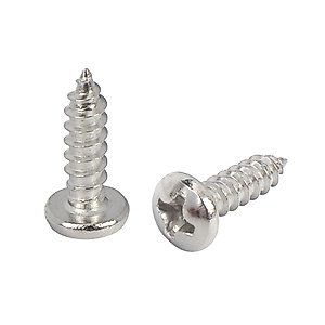 Jigreat #6 x 1/2" Pan Head Wood Screws Stainless Steel 304 (18-8) Phillips Drive 100 Pieces Round Head Full Thread SS Screw