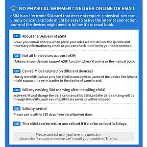 [UDBAC] Global eSIM Data Only SIM Card 1~30Days Travel Internet Prepaid 4G-LTE High -Speed Traffic 500MB/Day Unlimited Low Speed Traffic (Online Delivery) (3 Days Unlimited)