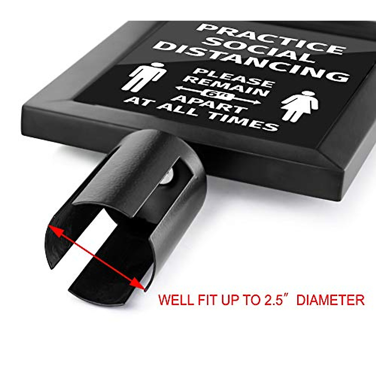 New Star Foodservice 54729 Commercial-Grade Stanchion Top Sign Frames, Black, Sign Sold Separately (Fits 2.5-Inch Post Diameter)