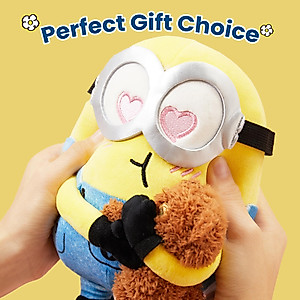 MINISO 7.9" Minions Stuffed Animals Plush Toys, Cute Sleeping Bedding Stuffed Animals Kawaii Plushies Pillow for Kids (Bob+Tim)
