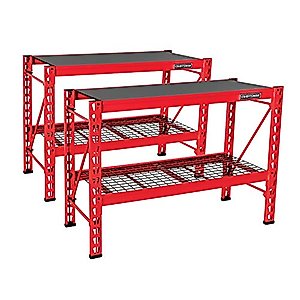 Craftsman 2-Shelf 3-Foot Tall Stackable Tool Chest Depth Storage Rack, 2-Pack, Red